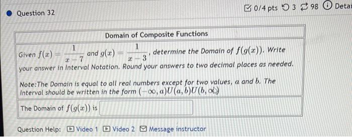Solved Domain of Composite Functions Given f(x)=x−71 and | Chegg.com
