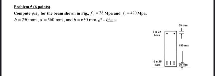 Solved Problem 5 (6 points) Compute ϕMn for the beam shown | Chegg.com