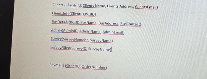 Solved Clients (Clients Id, Clients Name, Clients Address, | Chegg.com