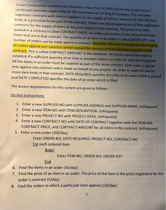 Solved Turner Construction company was founded in New York | Chegg.com