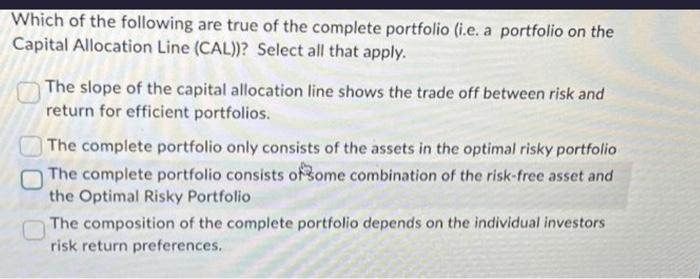 Solved Which of the following are true of the complete | Chegg.com