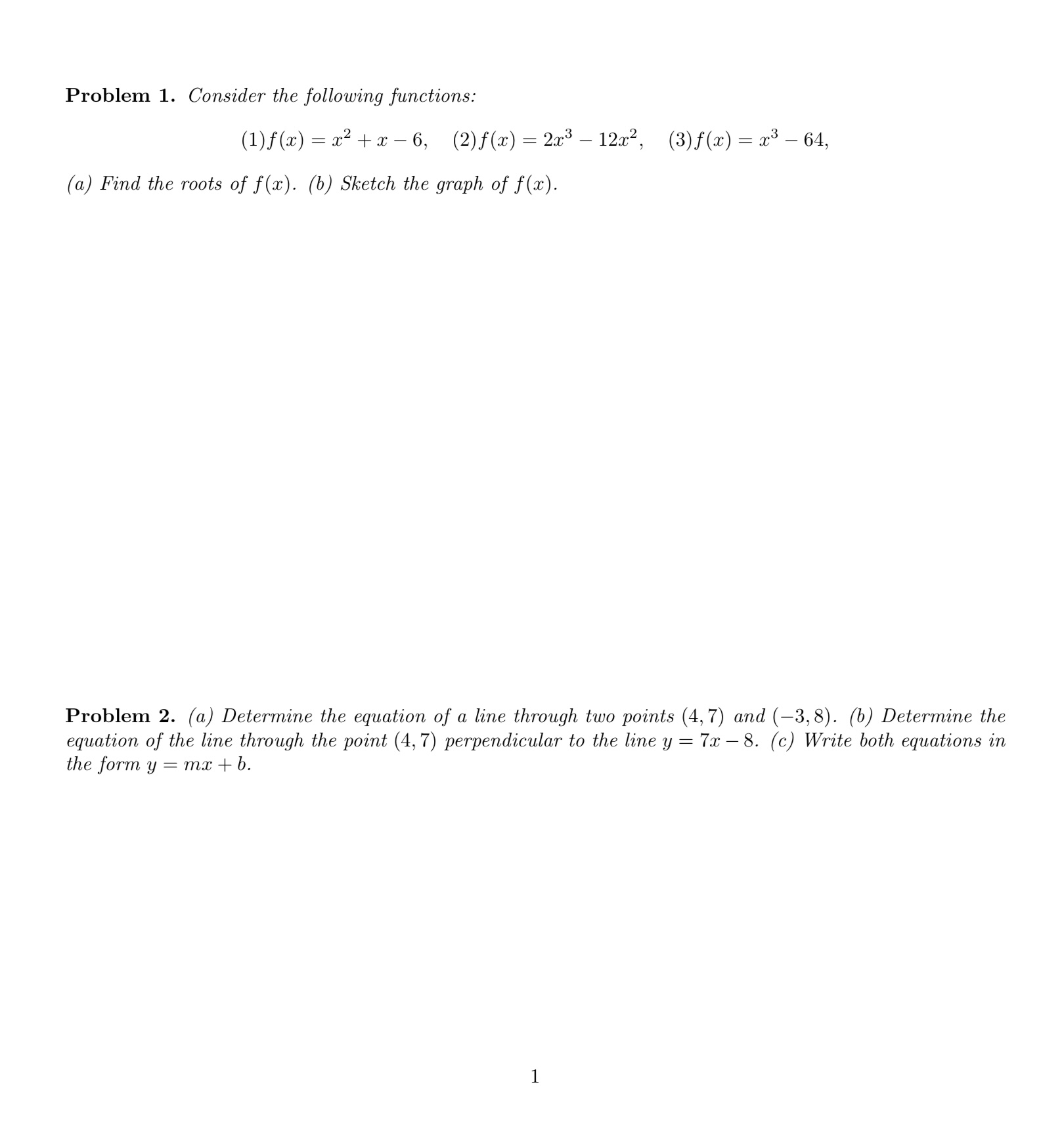 Solved Problem 1. ﻿Consider the following functions:(a) | Chegg.com