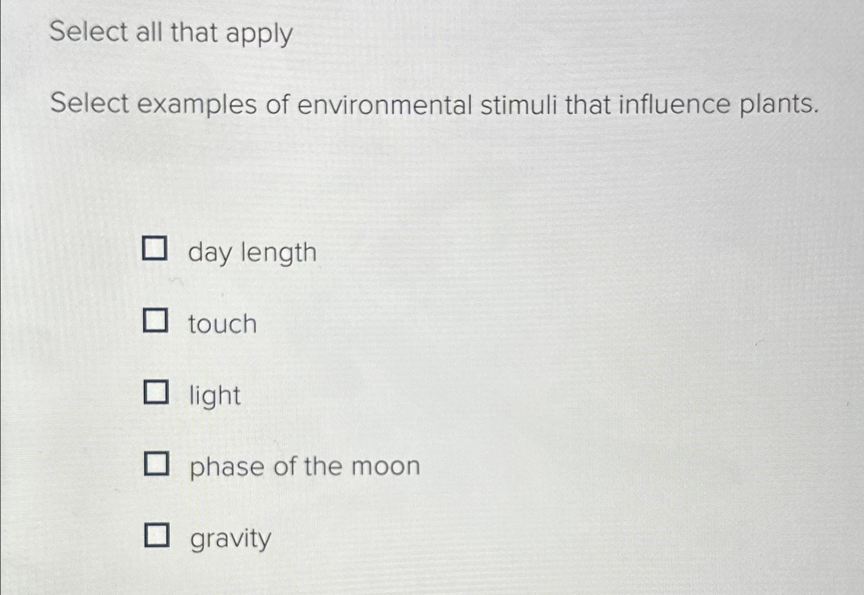 Solved Select all that applySelect examples of environmental | Chegg.com