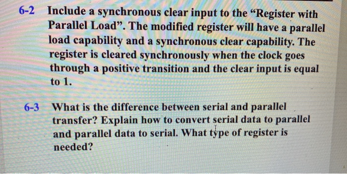 Solved 6-2 Include a synchronous clear input to the | Chegg.com