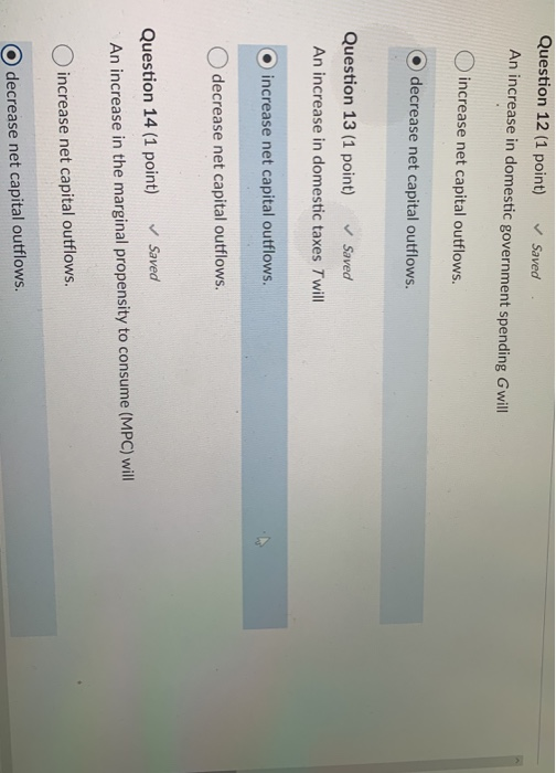 Solved Question 12 (1 point) Saved An increase in domestic | Chegg.com