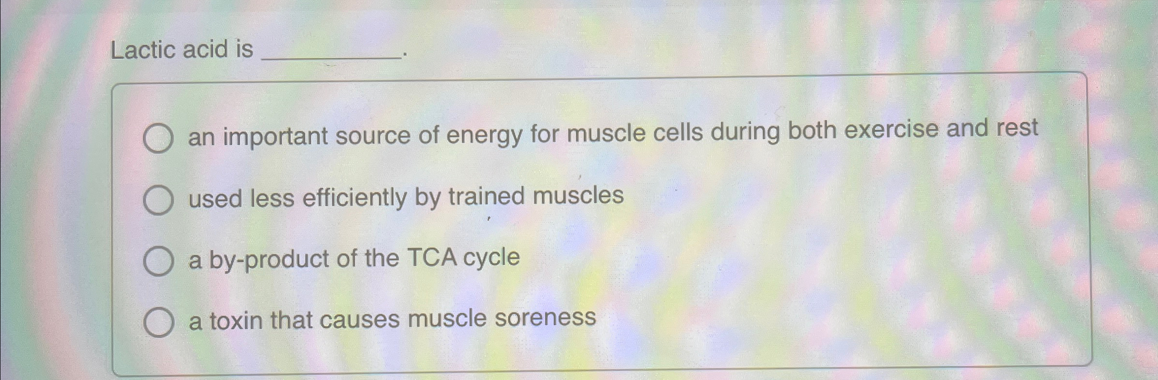 Solved Lactic acid is q,an important source of energy for | Chegg.com