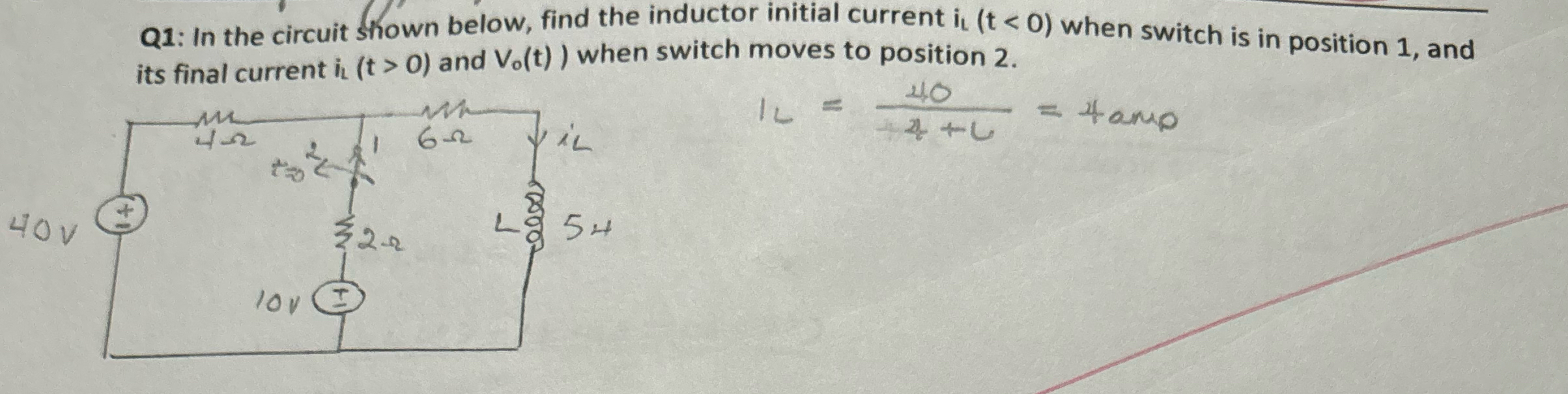 Solved Q1: In the circuit shown below, find the inductor | Chegg.com
