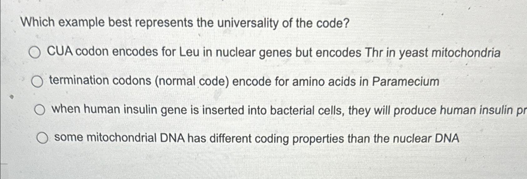 Solved Which example best represents the universality of the | Chegg.com