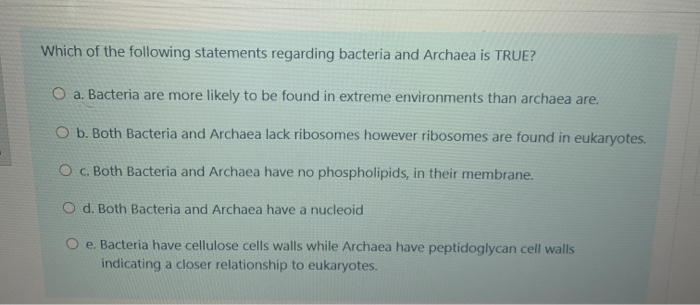 Solved Which of the following statements regarding bacteria | Chegg.com