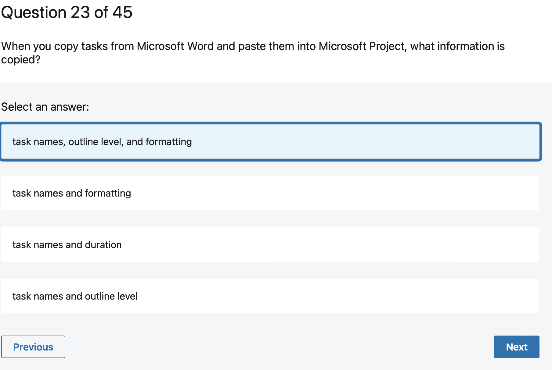 Solved Question 23 ﻿of 45When you copy tasks from Microsoft | Chegg.com