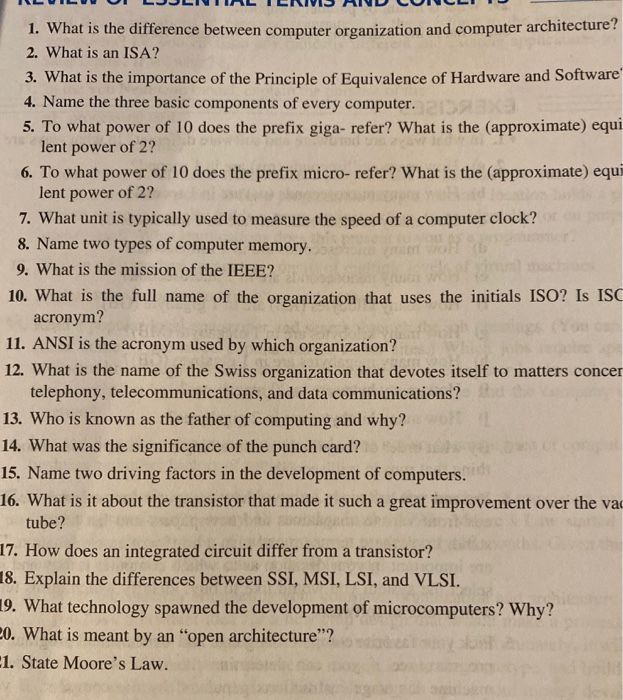 Solved REVIEW OF ESSENTIAL TERMS AND CONCEPTS 1. What is the | Chegg.com