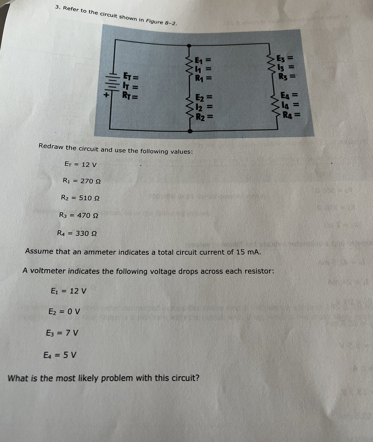 Solved Refer to the circuit shown in Figure 8-2.Redraw the | Chegg.com