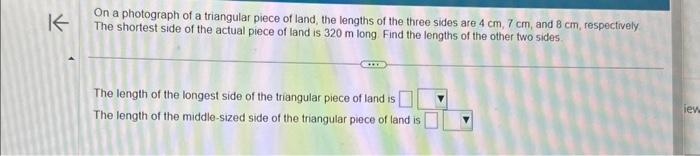 Solved On a photograph of a triangular piece of land, the | Chegg.com