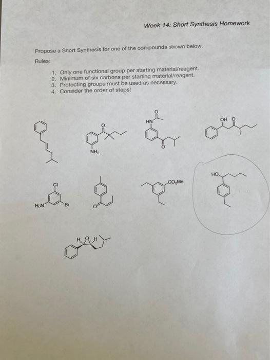 Solved Week 14: Short Synthesis Homework Propose a Short | Chegg.com