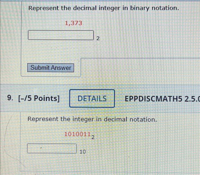 Solved Represent The Decimal Integer In Binary Notation 3344
