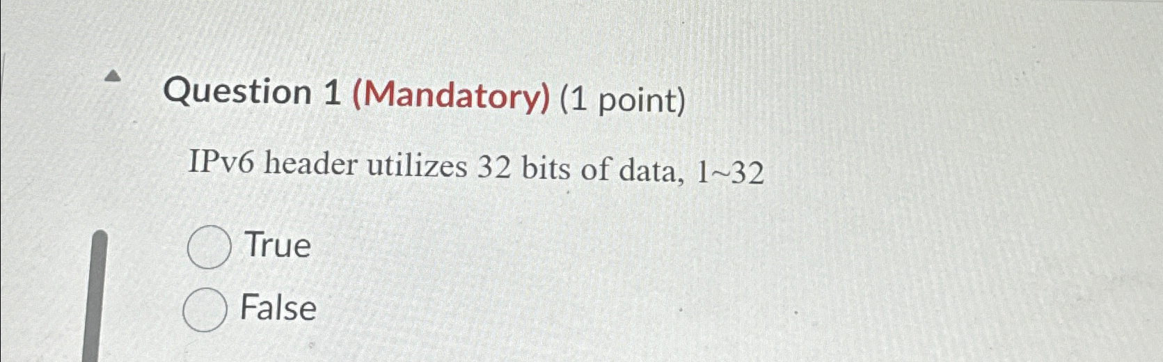 Solved Question 1 (Mandatory) (1 ﻿point)IPv6 ﻿header | Chegg.com