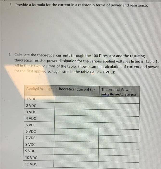 Solved 3. Provide a formula for the current in a resistor in | Chegg.com
