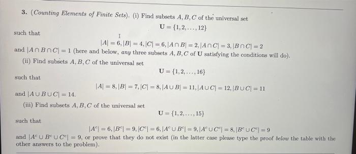 Solved 1. (Finite Collections of Sets: Fundamental | Chegg.com