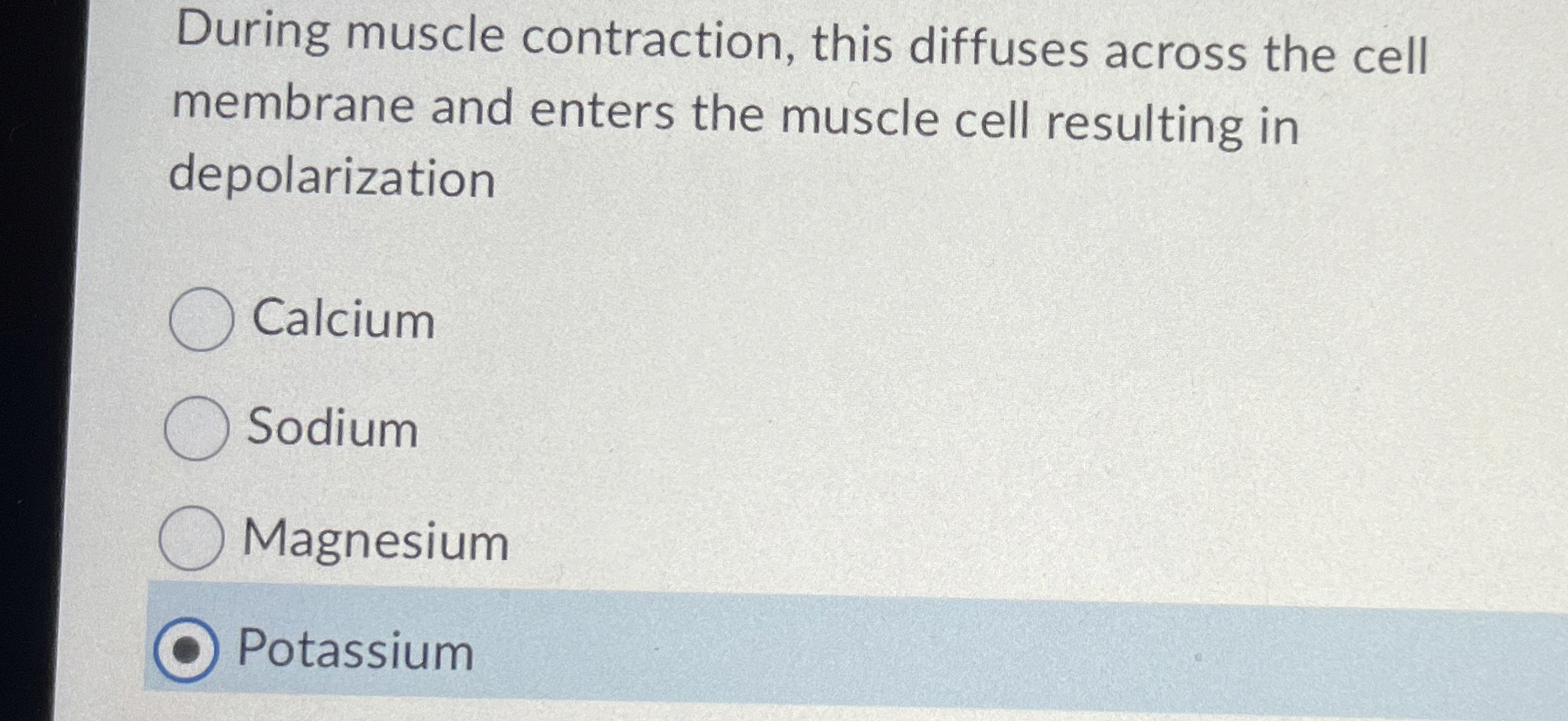 Solved During muscle contraction, this diffuses across the | Chegg.com