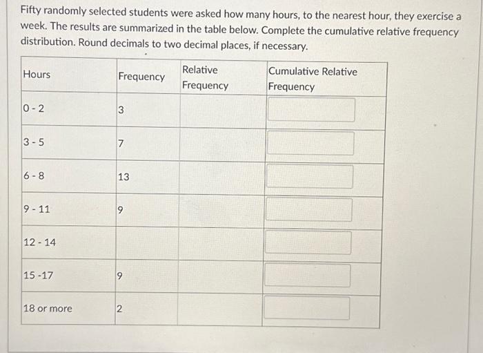 Fifty randomly selected students were asked how many | Chegg.com