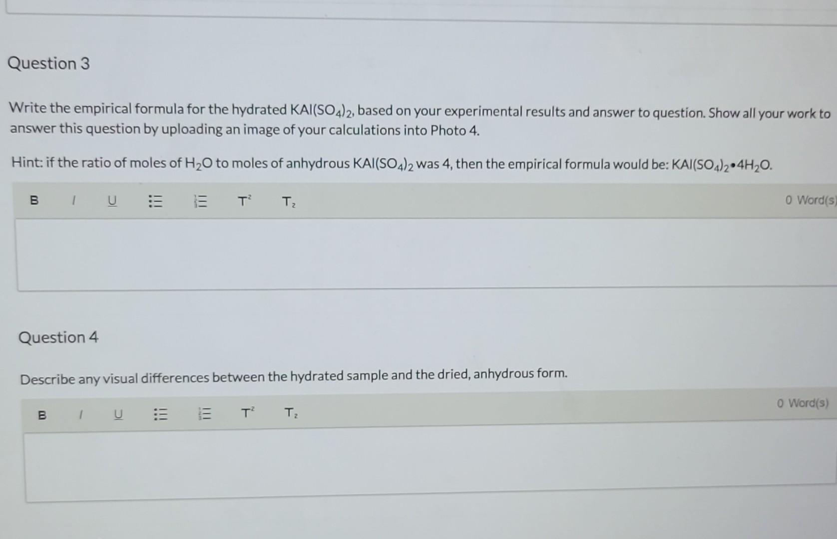 Write the empirical formula for the hydrated | Chegg.com