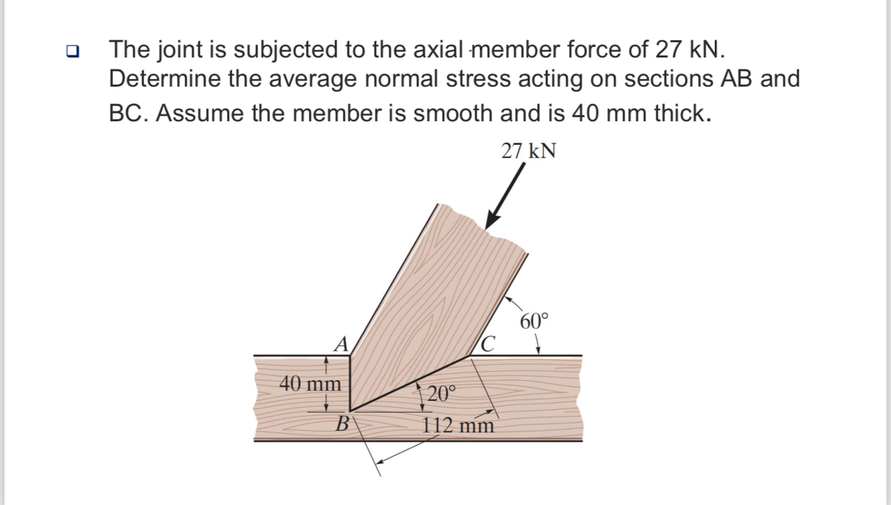 Solved a The joint is subjected to the axial member force of | Chegg.com