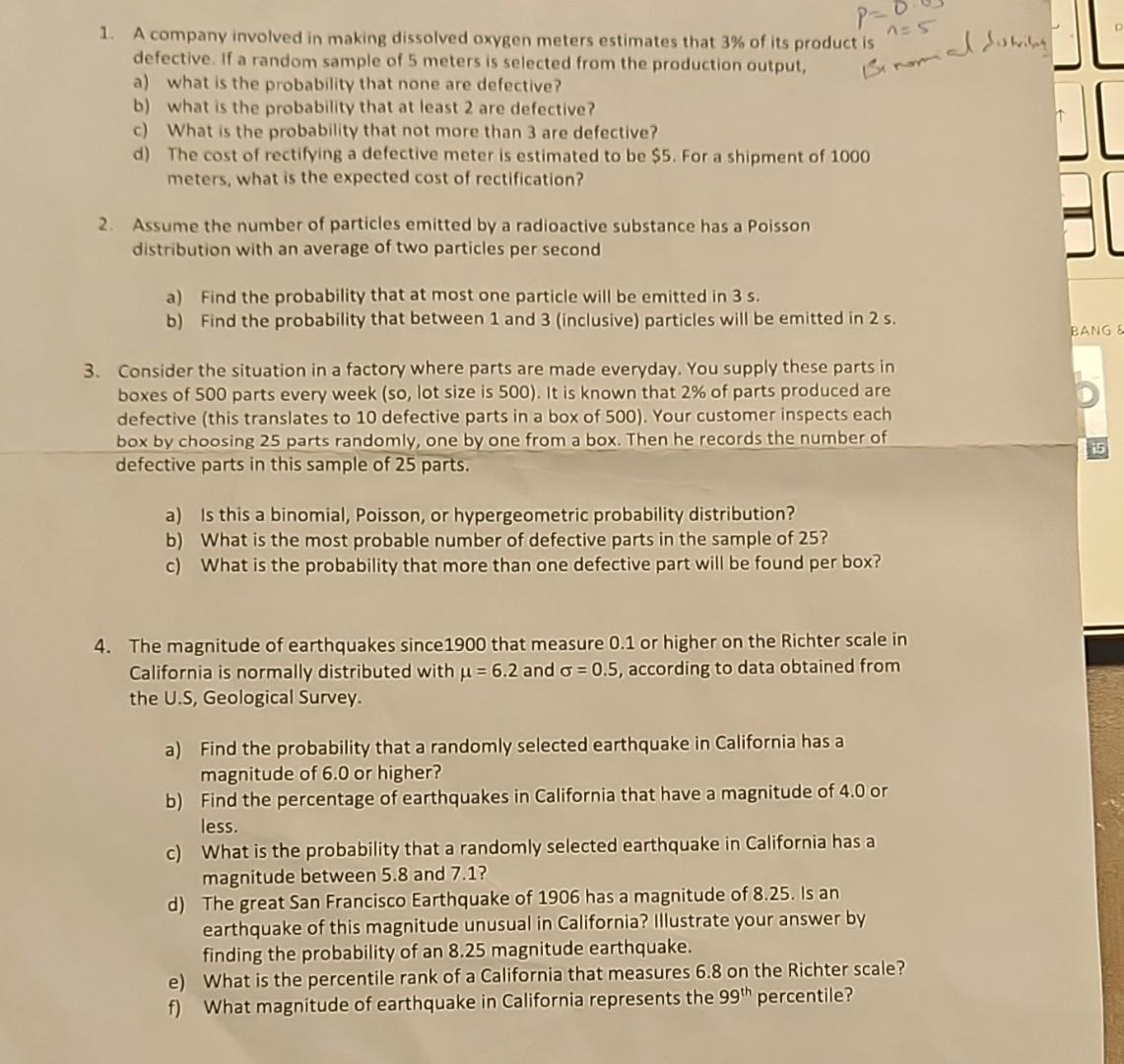 Solved 1. A company involved in making dissolved oxygen | Chegg.com