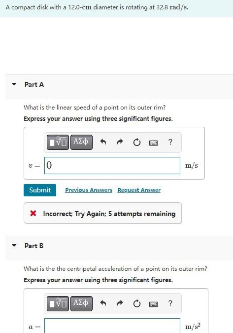 Solved A compact disk with a 12.0−cm diameter is rotating at | Chegg.com