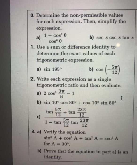 Solved (-57) 0. Determine the non-permissible values for | Chegg.com