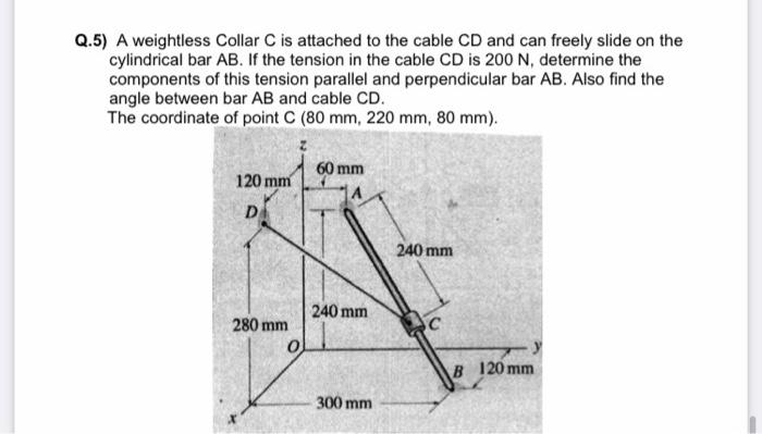 Solved Q.5) A weightless Collar C is attached to the cable | Chegg.com