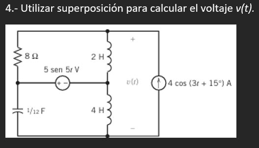 Solved 4.- ﻿Utilizar superposición para calcular el voltaje | Chegg.com