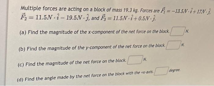 Solved Multiple forces are acting on a block of mass 19.3 | Chegg.com