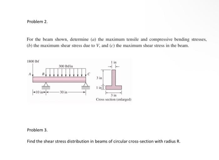 Solved Problem 2. For the beam shown, determine (a) the | Chegg.com