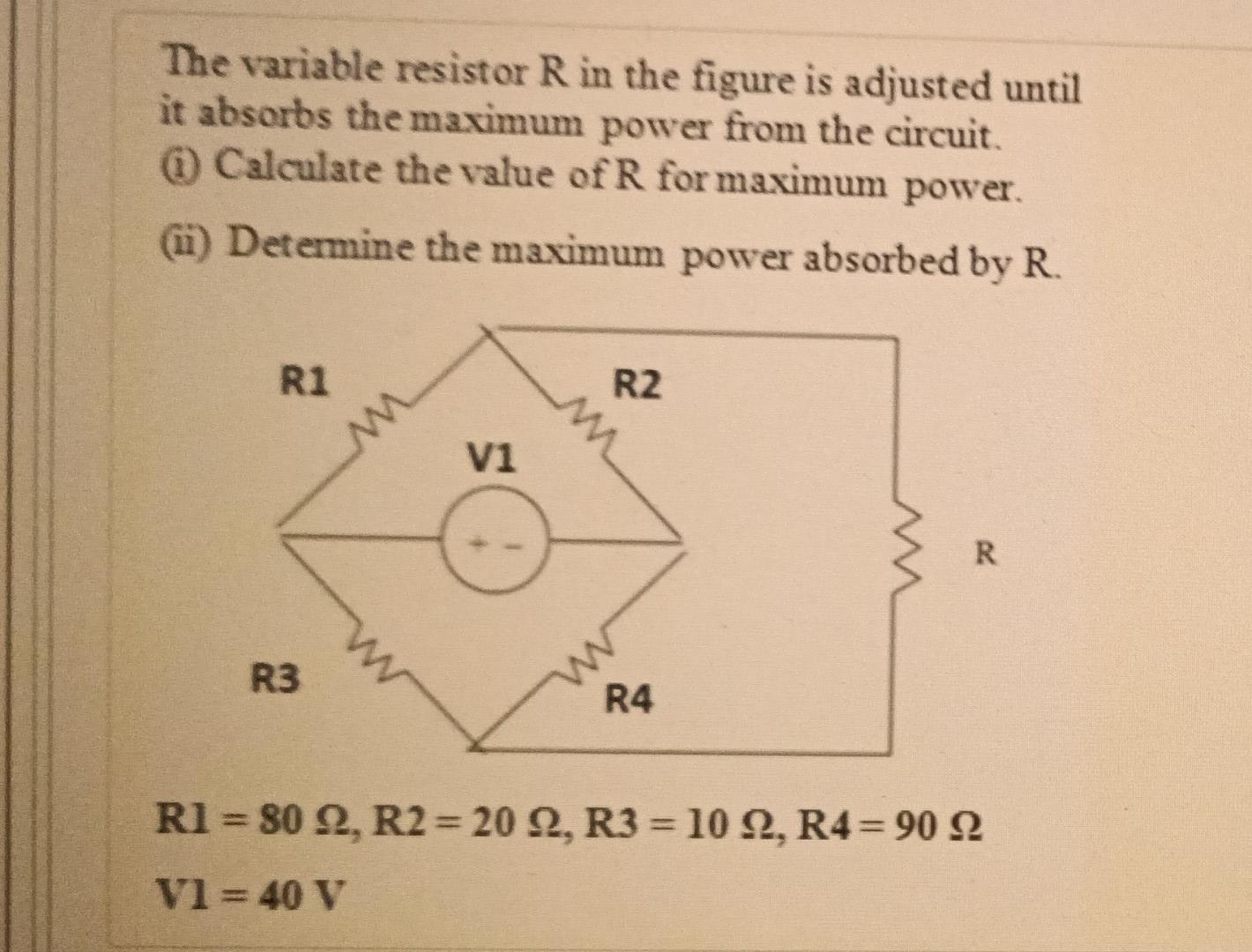 Solved The variable resistor R in the figure is adjusted | Chegg.com