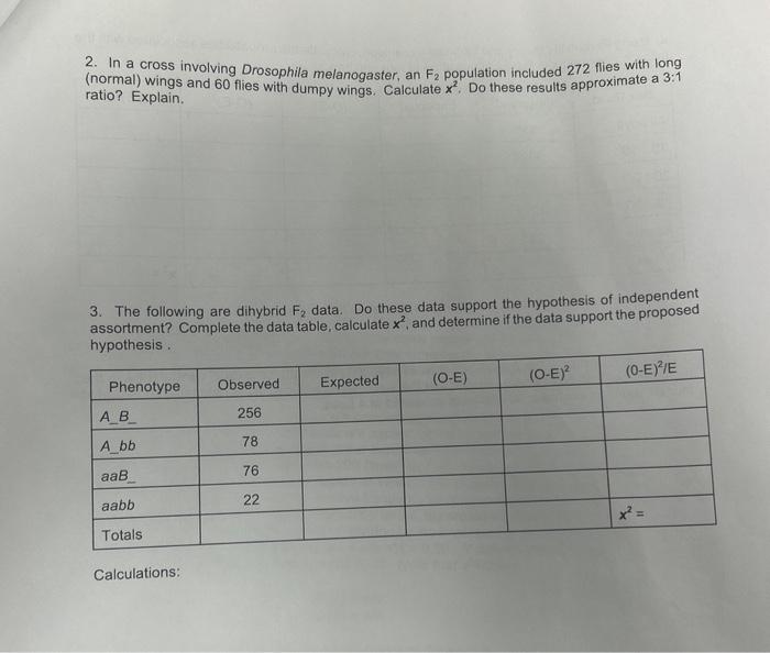 Solved 2. In a cross involving Drosophila melanogaster, an | Chegg.com