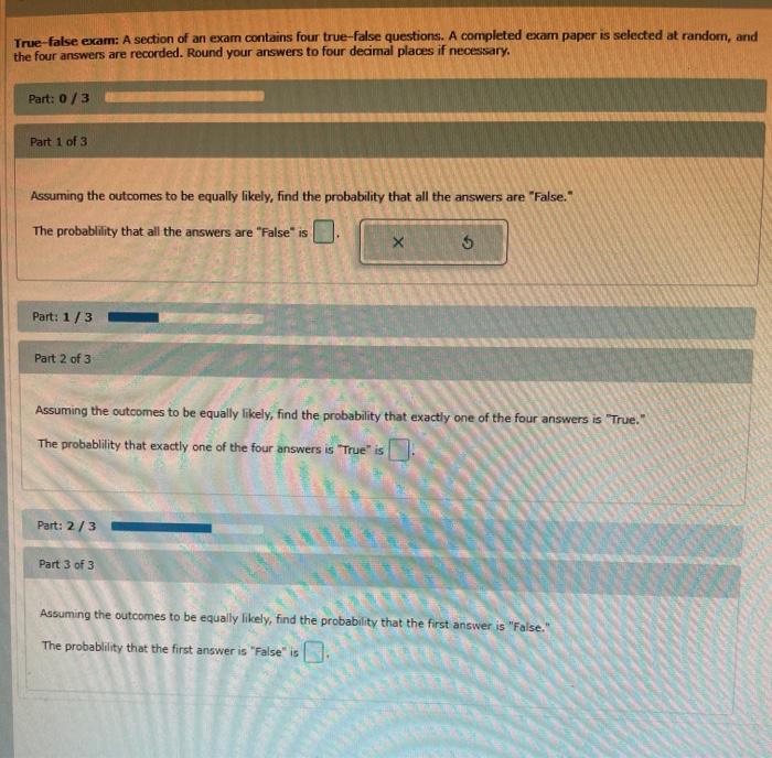 Solved True-false exam: A section of an exam contains four | Chegg.com