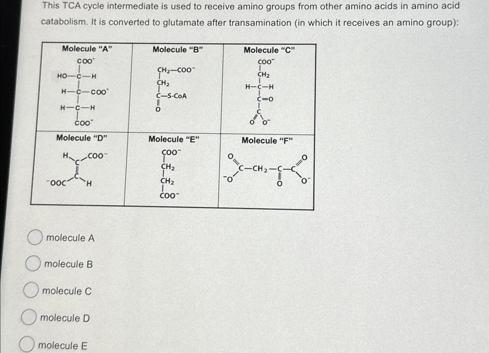 Solved This TCA cycle intermediate is used to receive amino | Chegg.com