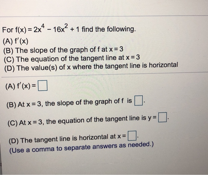 Solved For f(x) = 2x4 - 16x² + 1 find the following. (A) | Chegg.com