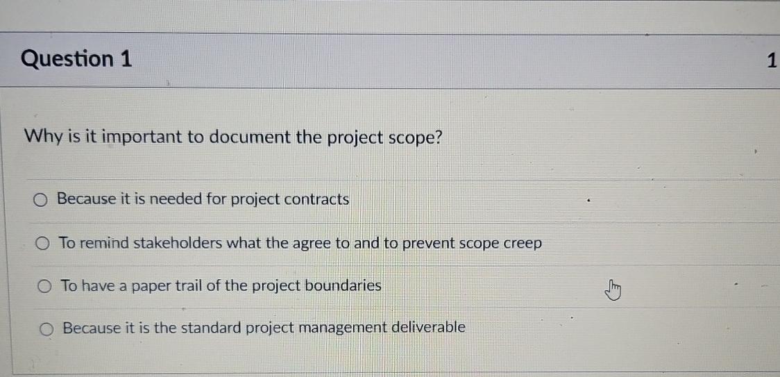 Solved Question 1Why is it important to document the project | Chegg.com