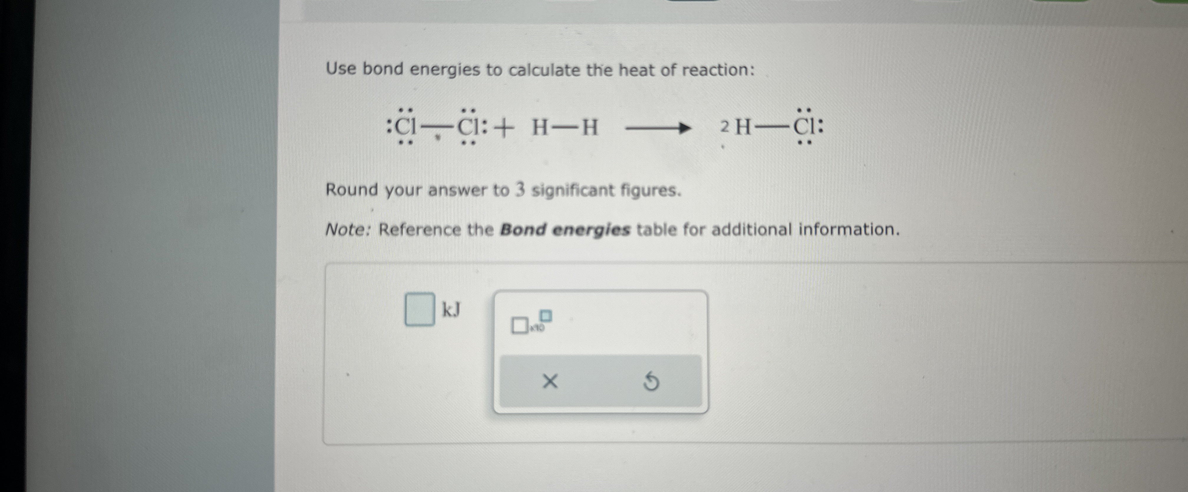 Solved Use bond energies to calculate the heat of | Chegg.com
