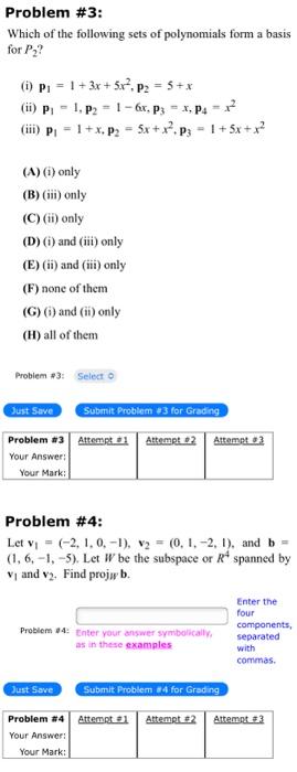 Solved Which of the following sets of polynomials form a | Chegg.com