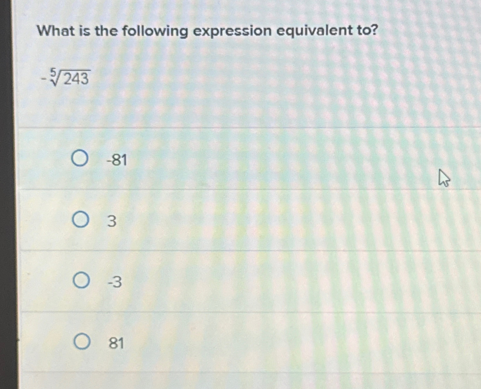 Solved What is the following expression equivalent | Chegg.com