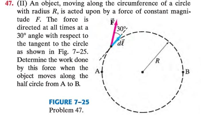 Solved 47. (II) An object, moving along the circumference of | Chegg.com