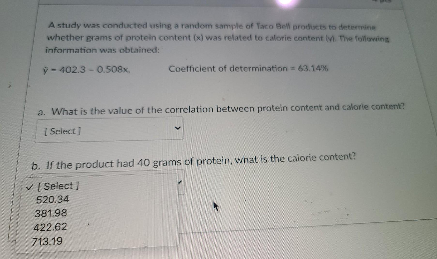 Solved A study was conducted using a random sample of Taco | Chegg.com