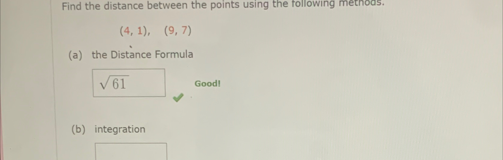 Solved Find the distance between the points using the | Chegg.com