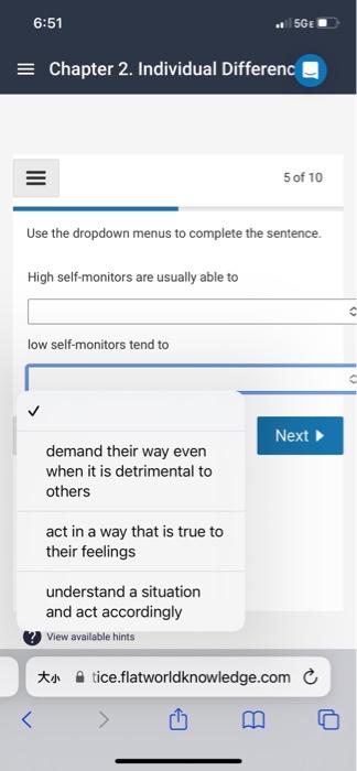 Solved Use the dropdown menus to complete the sentence. High | Chegg.com