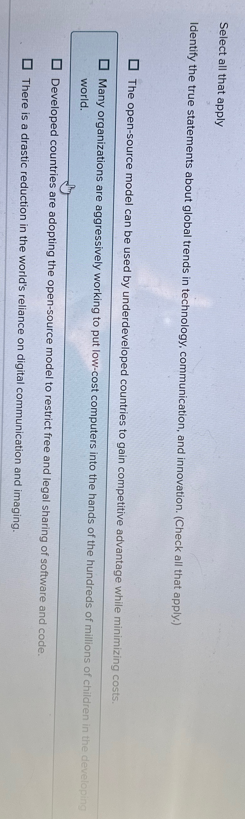 Solved Select all that applyIdentify the true statements | Chegg.com