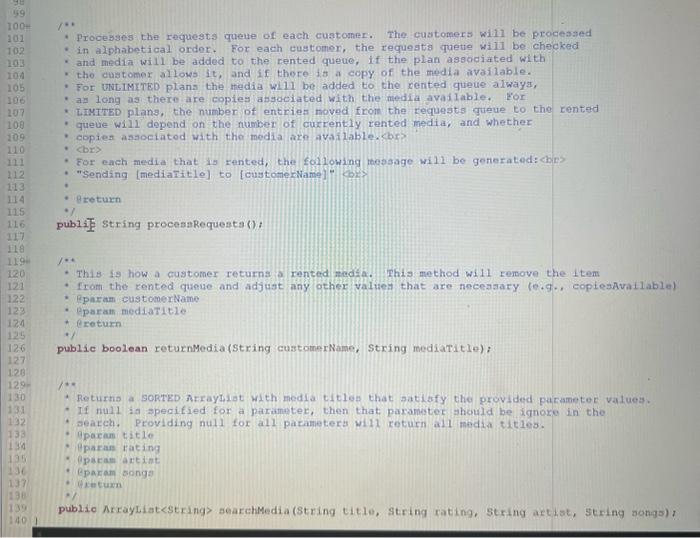 Solved package mediaRentalManagerz import java.util. | Chegg.com