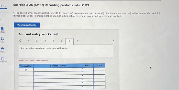Solved Exercise 3-25 (Static) Recording product costs LO P3 | Chegg.com