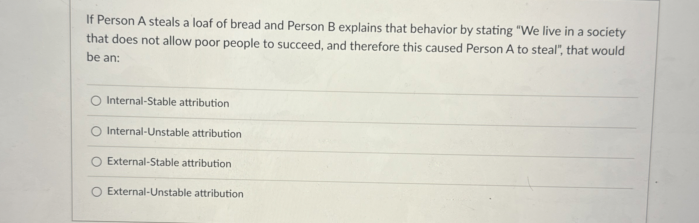 Solved If Person A steals a loaf of bread and Person B | Chegg.com